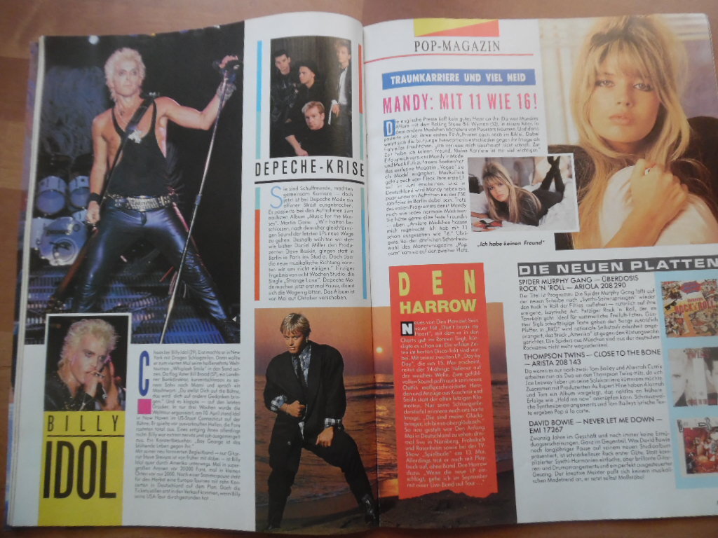 MÄDCHEN 11 - 13.5. 1987 Den Harrow-Poster Madonna Billy Idol Mandy ...