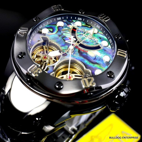 Invicta Reserve Kraken Abalone Double Open Heart Automatic Black Steel ...