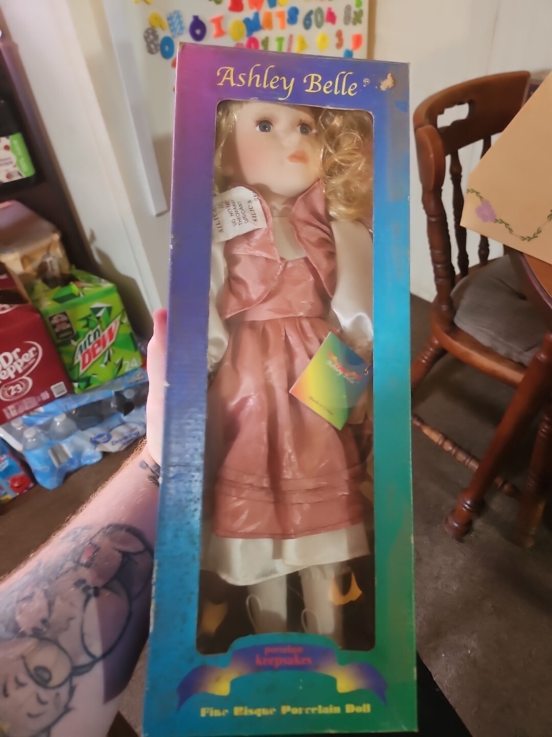 COLLECTIBLE DOLL ASHLEY BELLE PORCELAIN WITH STAND 16” Dress W/hat/purse, shoes | eBay