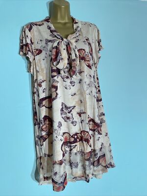 women Next Plus Size Uk 18 Beige Mix Butterfly Print Short Sleeve ...