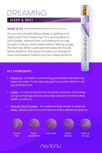 Dreaming - NVisionU - Melatonin Sleep Rest Relaxation Spray | eBay