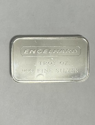 Vintage ENGELHARD 1 OZ .999 FINE SILVER BAR - PROOF Like, Frosted Back ...