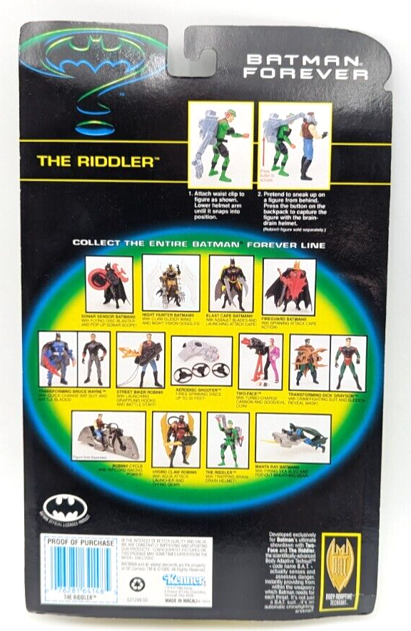 VTG 1995 Kenner Batman Forever Riddler w/ Brain Drain Helmet Figure ...