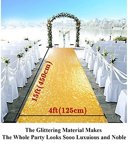 4x15Ft Gold Aisle Runner for Wedding Ceremony Party Aisle Carpet ...