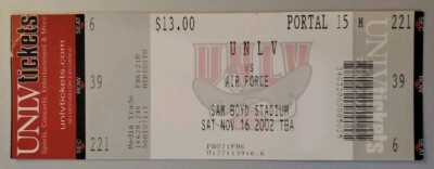 UNLV Rebels Air Force Falcons Football Ticket 11/16 2002 QB Chance ...