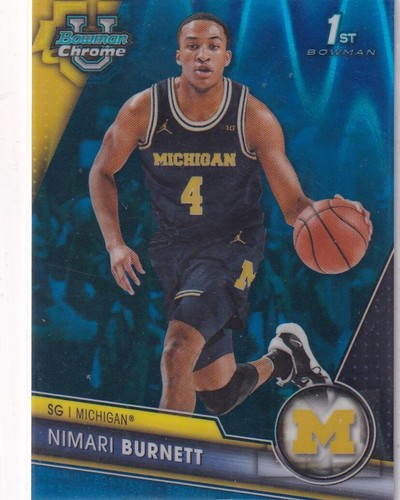 2023-24 Bowman University Chrome #91 Nimari Burnett Blue Wave Refractor ...