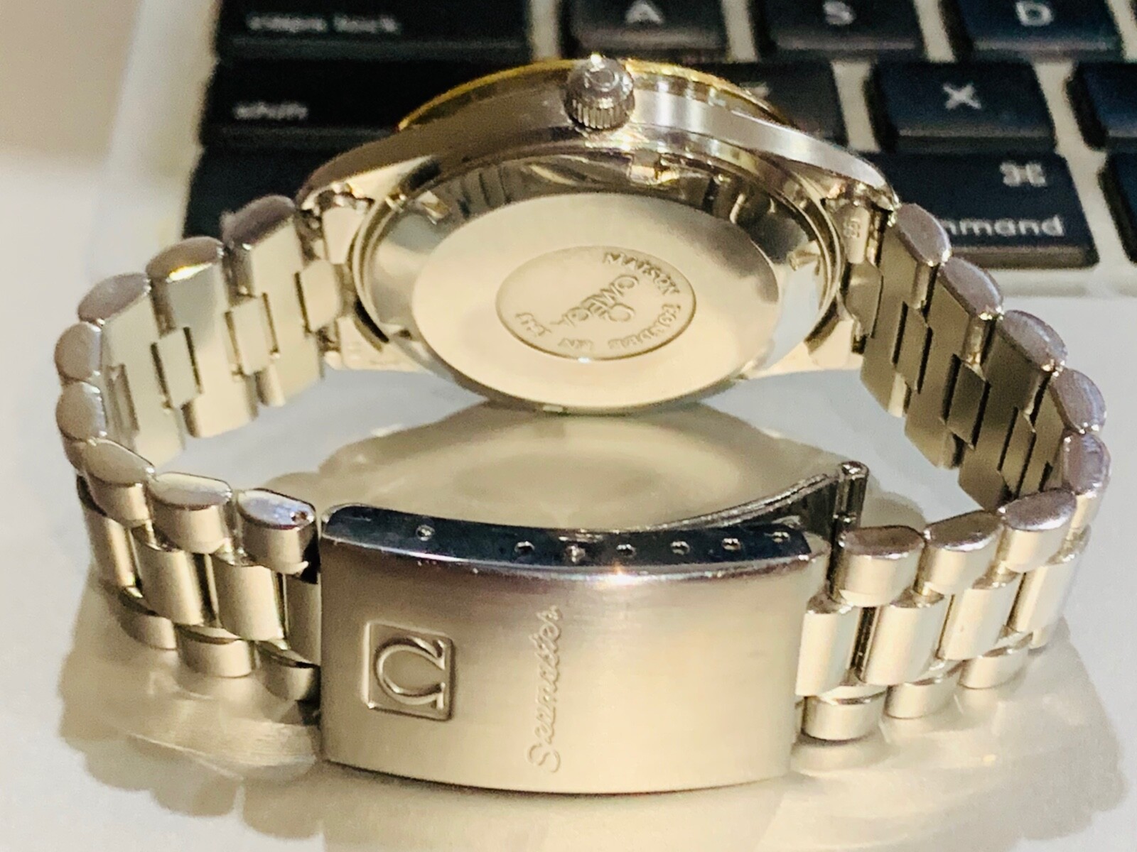 Omega MAISON FONDEE EN 1848 Gold Bezel Cal.1108 Speedmaster Heritage ...