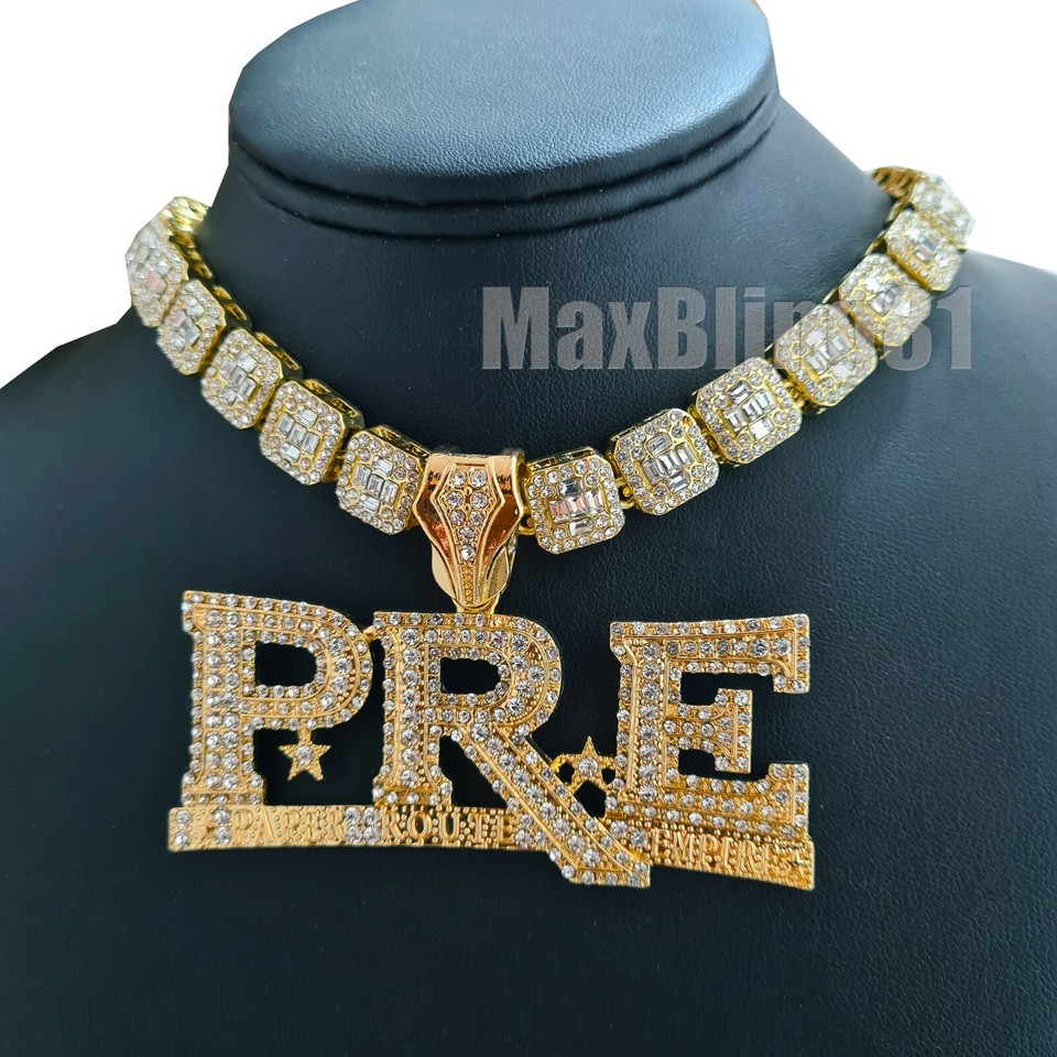 Hip Hop Young Dolph PRE Pendant 18" Iced Baguette Choker Chain & RIP ...