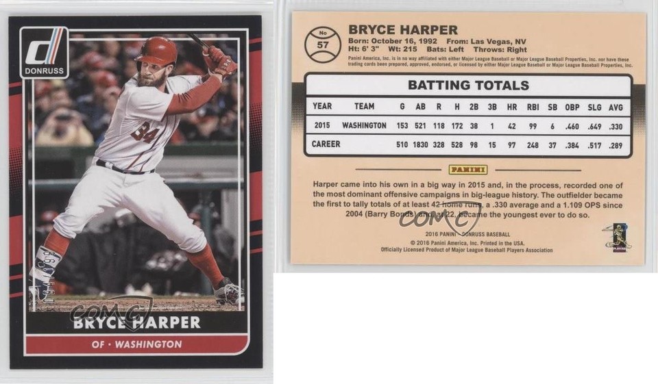 2016 Panini Donruss Black Border 94/199 Bryce Harper #57 b9e | eBay