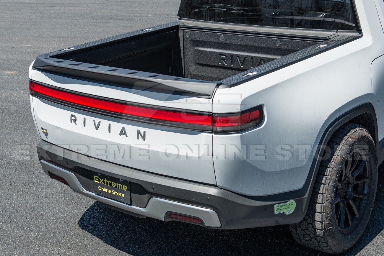 For 22-Up Rivian R1T EOS Performance Matte Black Rear Tailgate Lip Fin ...