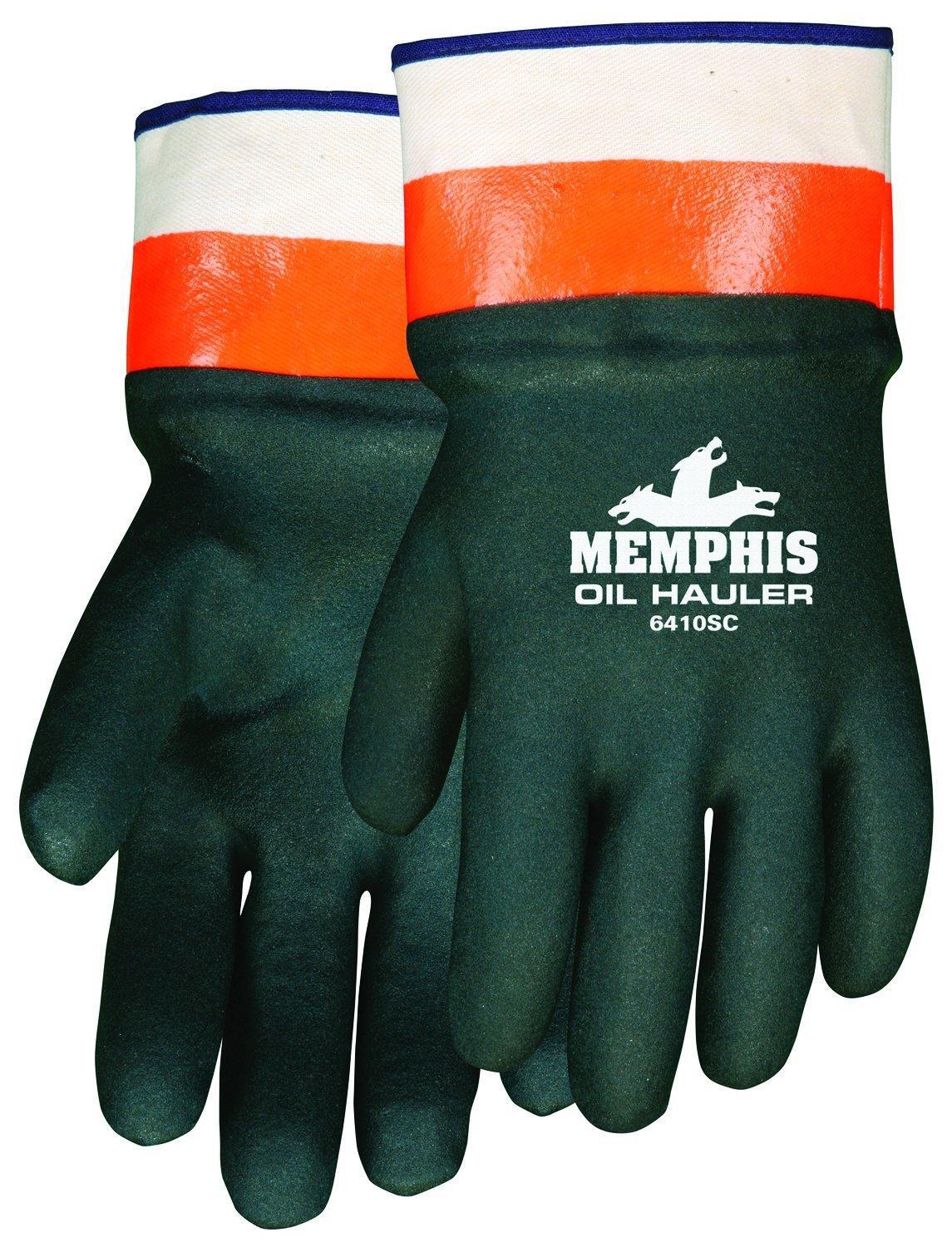 MCR Safety Memphis Oil Hauler Gloves Double-Dipped PVC Green/Orange ...