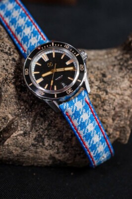 Blue caro cashmere handmade leather watch strap | eBay