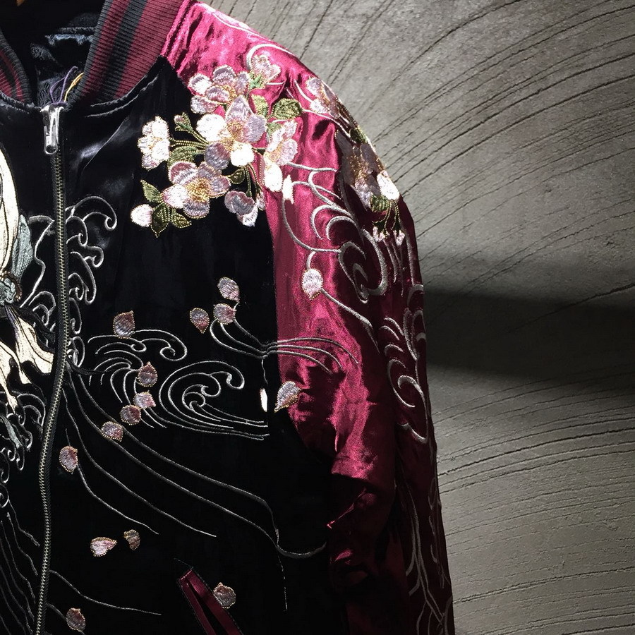Mens Reversible Sukajan Souvenir Jacket Japanese Pattern Embroidery ...