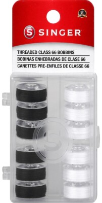 Singer Notions Black & White Plastic Class 66 Bobbins - Threaded-12/Pk ...