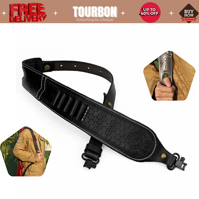 Tourbon Leather Rifle Sling Padded Gun Strap Shooting Adjustable 1 ...