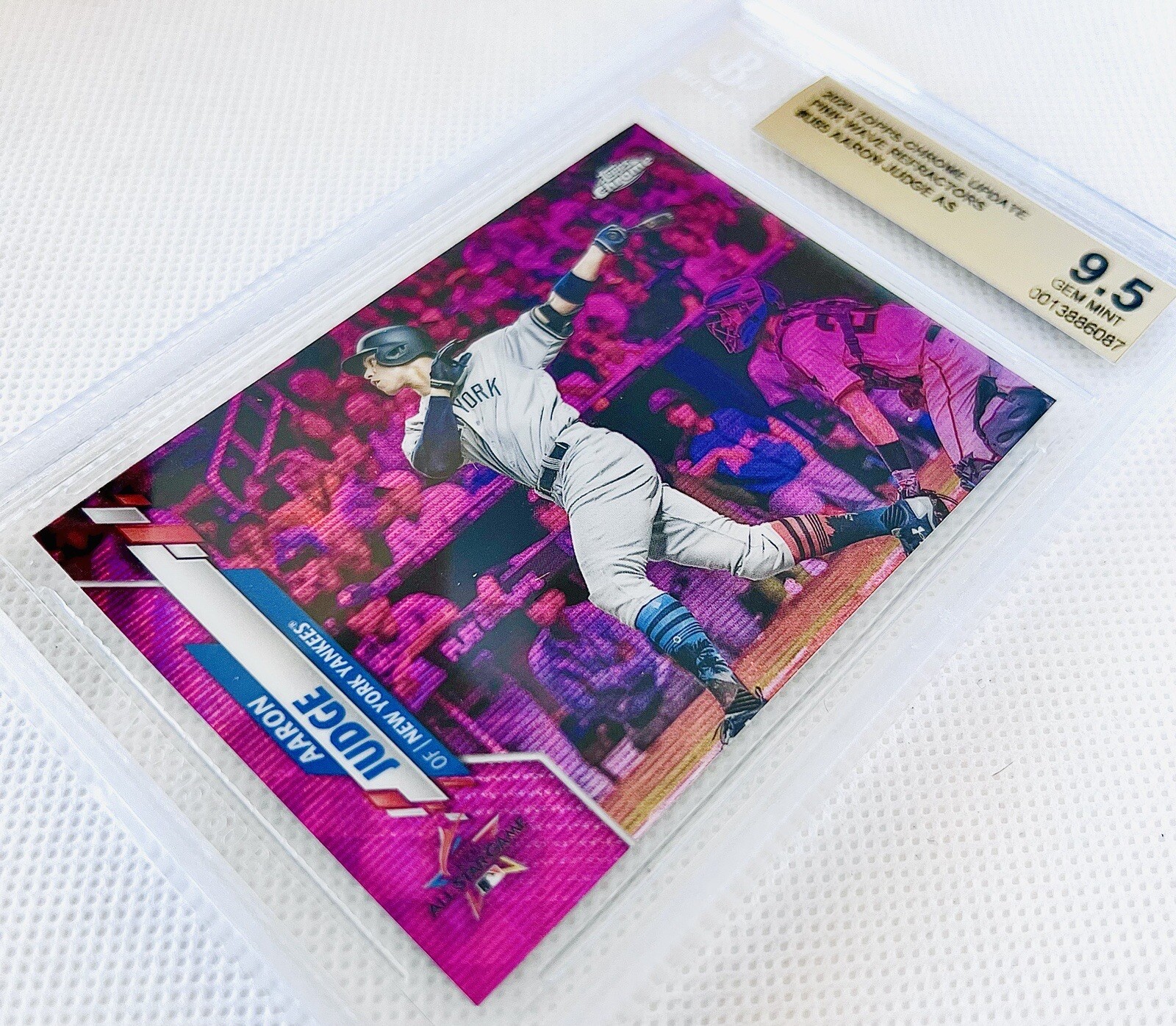 2020 Topps Chrome Aaron Judge Pink Wave Refractors All Star Game BGS 9. ...