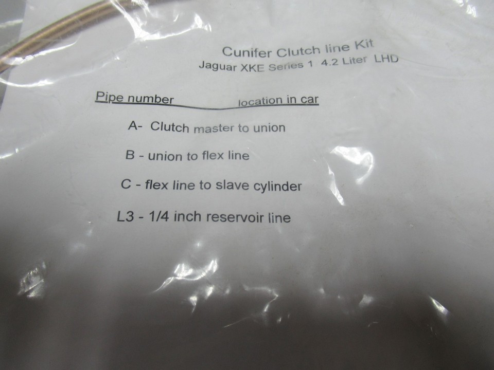 Jaguar e-type, XKE, 4.2 Liter LHD Cunifer Brake and Clutch line kit ...