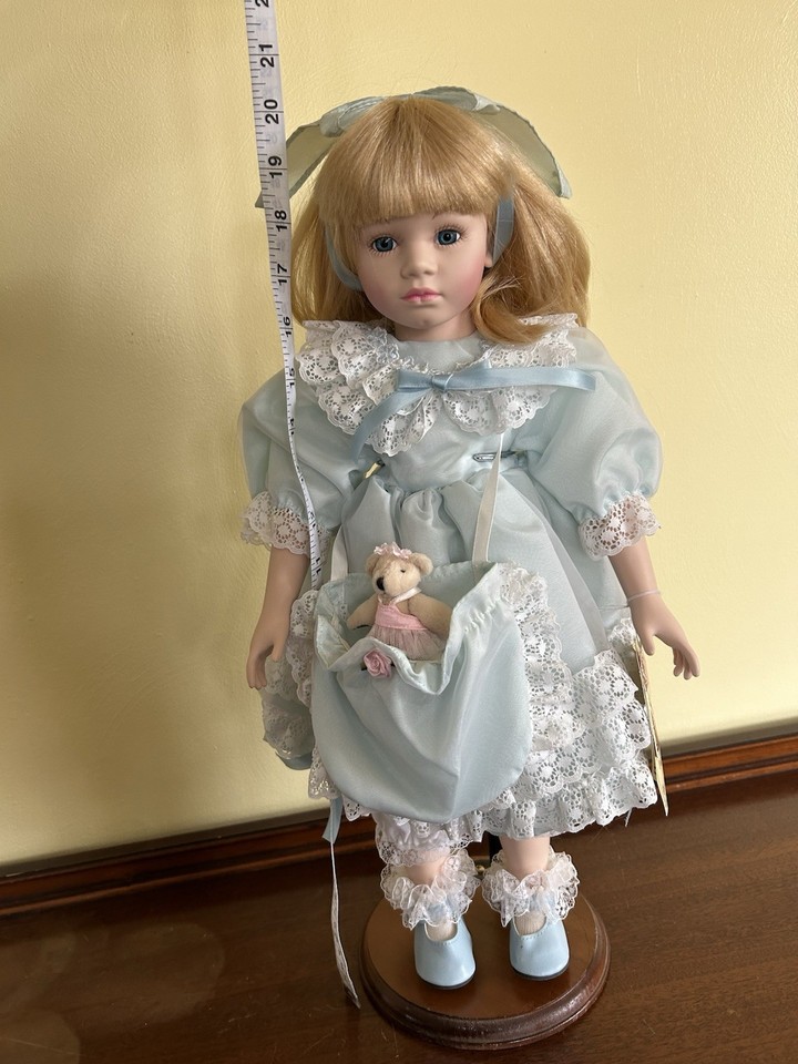 Dynasty Doll Collection Porcelain Doll Blonde w/ blue dress 20 ...