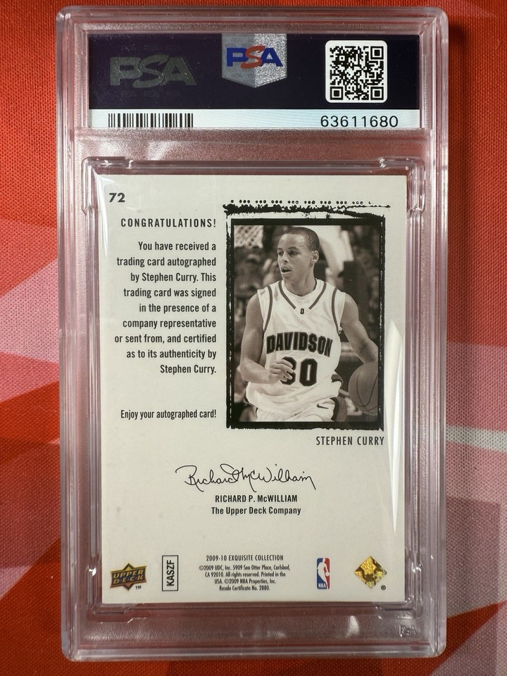 2009 Upper Deck Exquisite STEPHEN CURRY Auto /225 PSA 8 DNA 10 RC ...