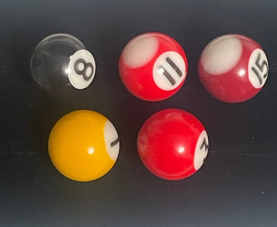 Miniature Small Mini Billiard Pool Ball 1" Replacement Lot Of 5 | eBay
