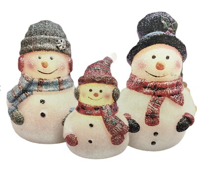 Manor Lane Flameless Snowman LED Candle Set of 3 w/ Remote - New | eBay