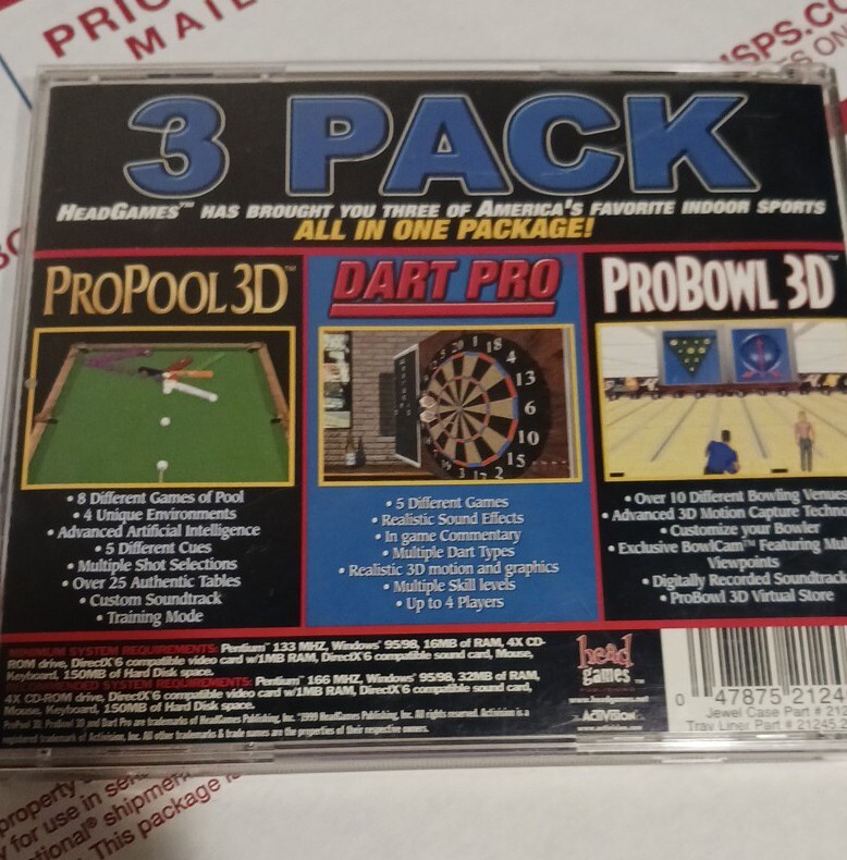 3 PACK (Pro Pool 3D, Dart Pro, Pro Bowl 3D) - PC Video Game 47875212466 ...