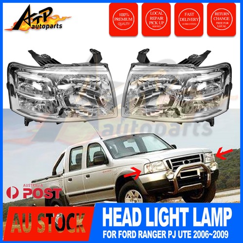 Set Head Lights Lamps Chrome Fits For Ford Ranger PJ Ute 2006~2009 ...