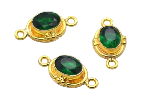 2 Pcs 21X11mm Chrome Diopside 2 Loop Bezal Connector Gold Plated | eBay