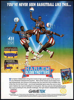 HARLEM GLOBETROTTERS__Original 1991 print AD / game promo__NES_Nintendo ...
