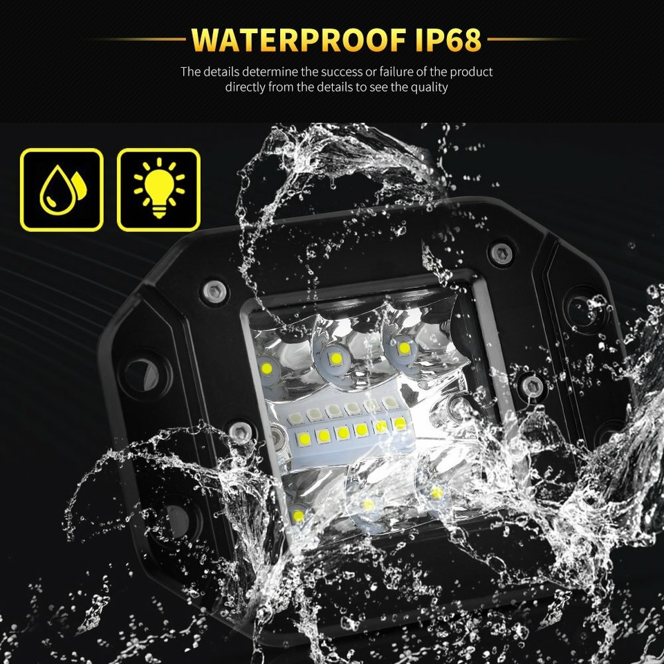 2X 5" Flush Mount LED Light Cube Pods Backup Reverse Bumper Fog Lights ...