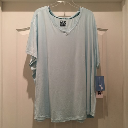 Muk Luk Ladies Top Capris Shorts PJs Set Baby Blue Cloud Knit Short ...