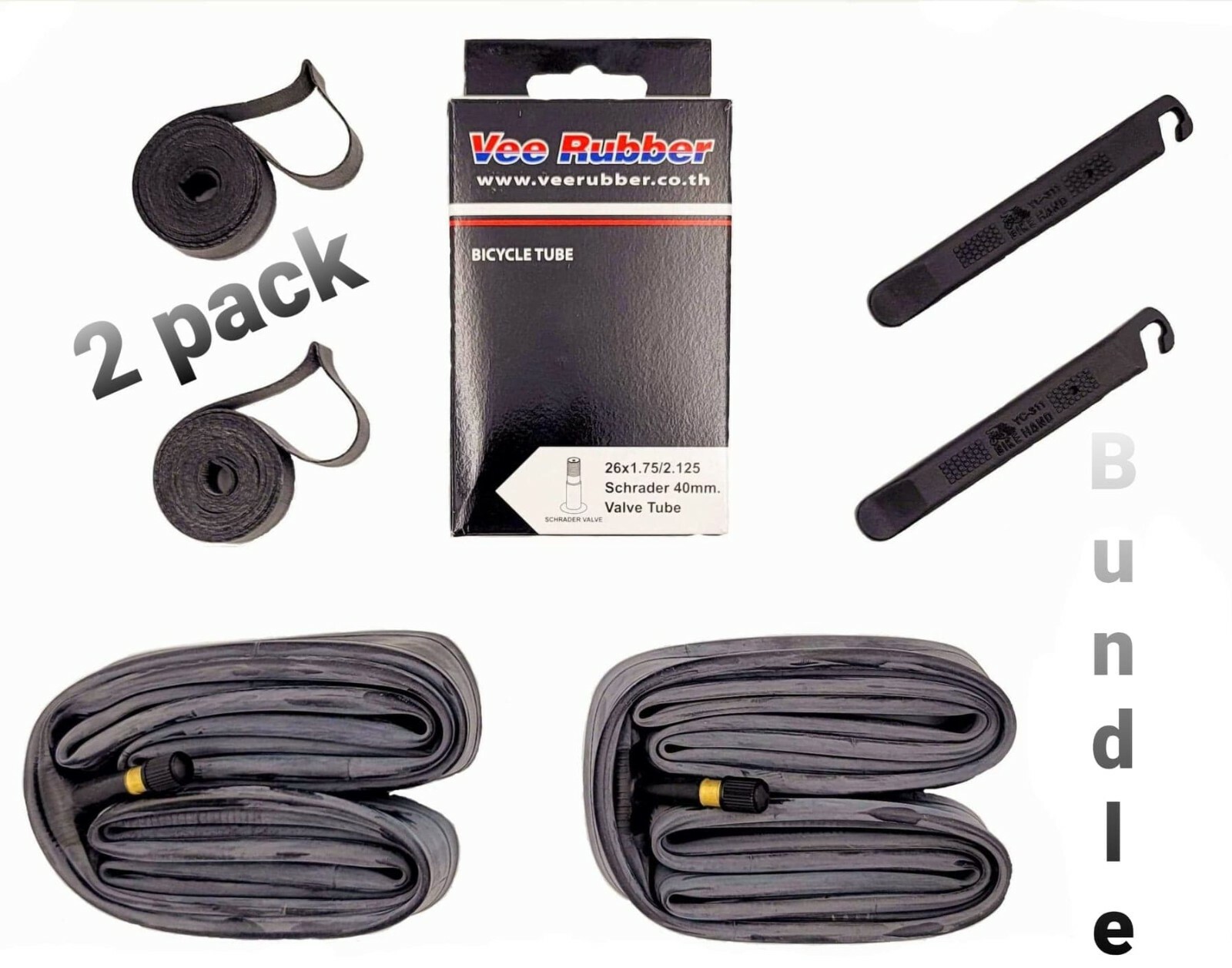 Vee Rubber 26 Inch Bike Inner Tube with 2 Bike Tire Levers 2 26in rim ...