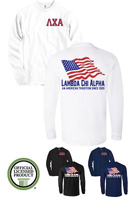 Lambda Chi Alpha Fraternity Bella+Canvas Long Sleeve American Flag ...