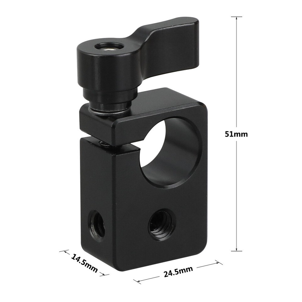CAMVATE 2 x 15mm Single Rod Clamp Adapter With Black Thumbscrew Locking ...