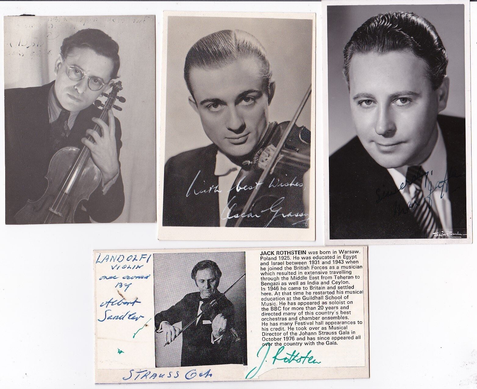 4 VIOLINIST AUTOGRAPHS - MAX JAFFA, OSCAR GRASSO, JACK ROTHSTEIN + | eBay