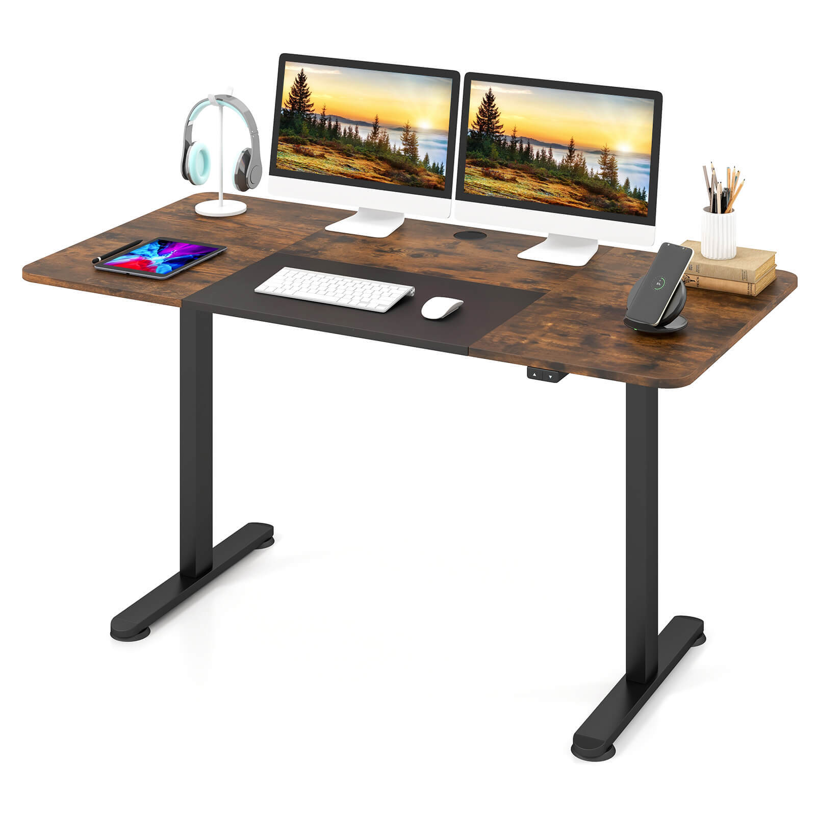55" x 28" Electric Standing Desk w/ Cable Management Hole Smooth ...