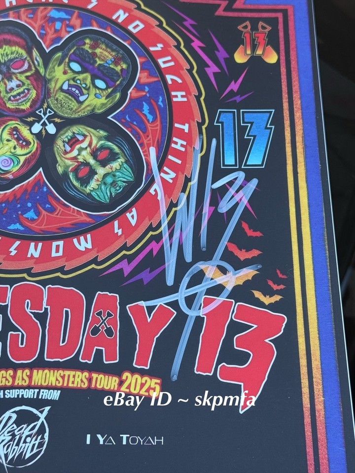 WEDNESDAY 13 Poster SIGNED 2025 Tour 11x17 - Murderdolls 💯 Authentic 👹 ...