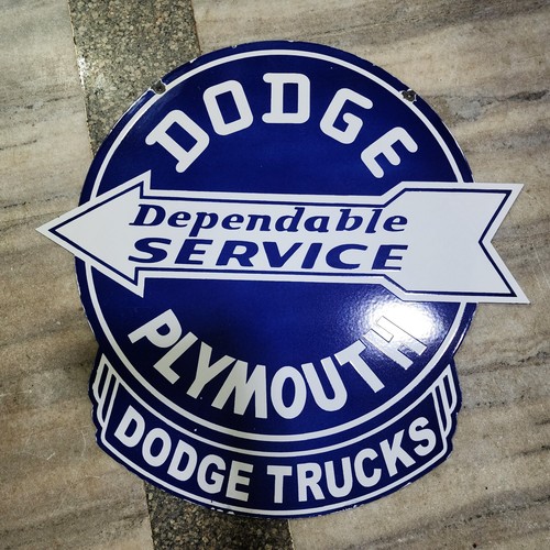 DODGE PLYMOUTH 2-SIDED PORCELAIN ENAMEL SIGN 28 X 29 INCHES | eBay