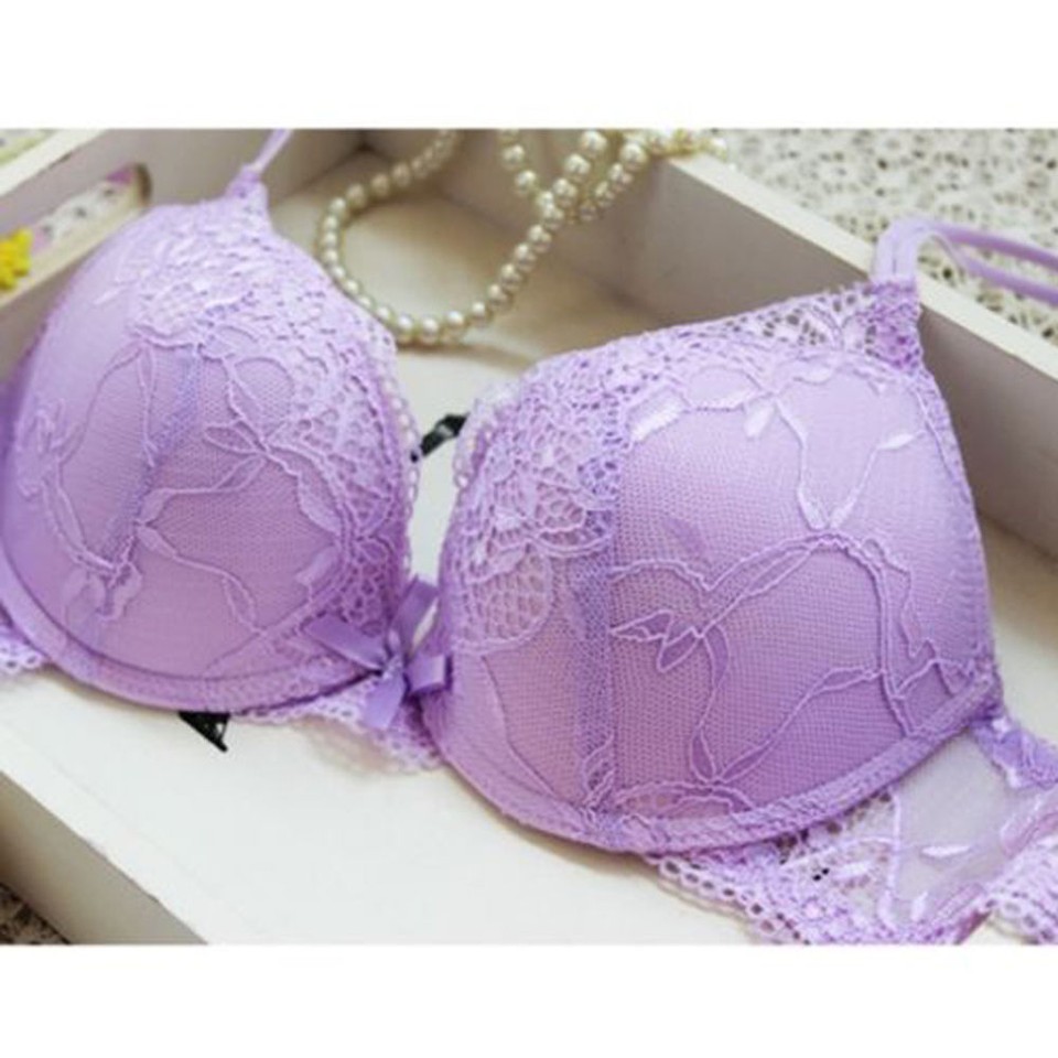 Womens Lace Bra Set Deep V Push Up Bras Plunge Padded Underwire ...