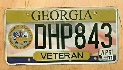 GEORGIA UNITED STATES US ARMY VET VETERAN GRAPHIC LICENSE PLATE " DHP ...