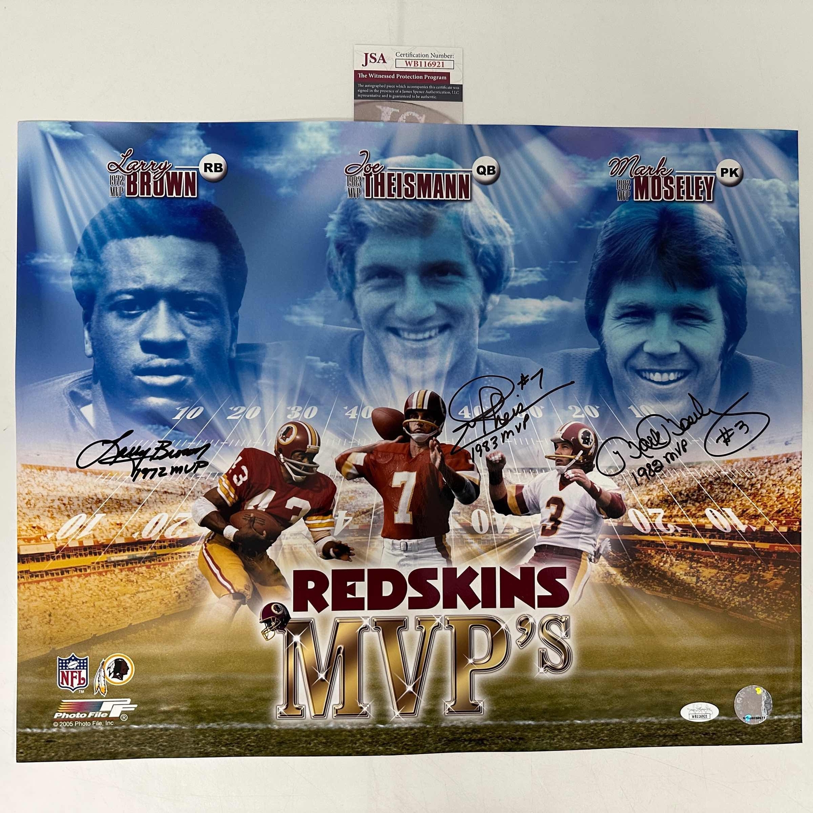 Autographed/Signed Joe Theismann Mark Moseley Brown MVPs 16x20 Photo ...