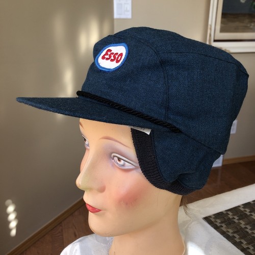 1960's ESSO Oil Service Gas Station Uniform Winter FLAP Hat Cap New Old ...