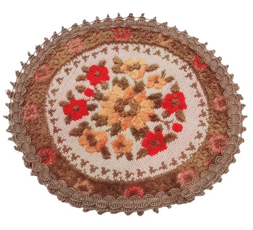 Group Muylle Belgium Tapestry Round 8.5" Embroidered Floral Design ...