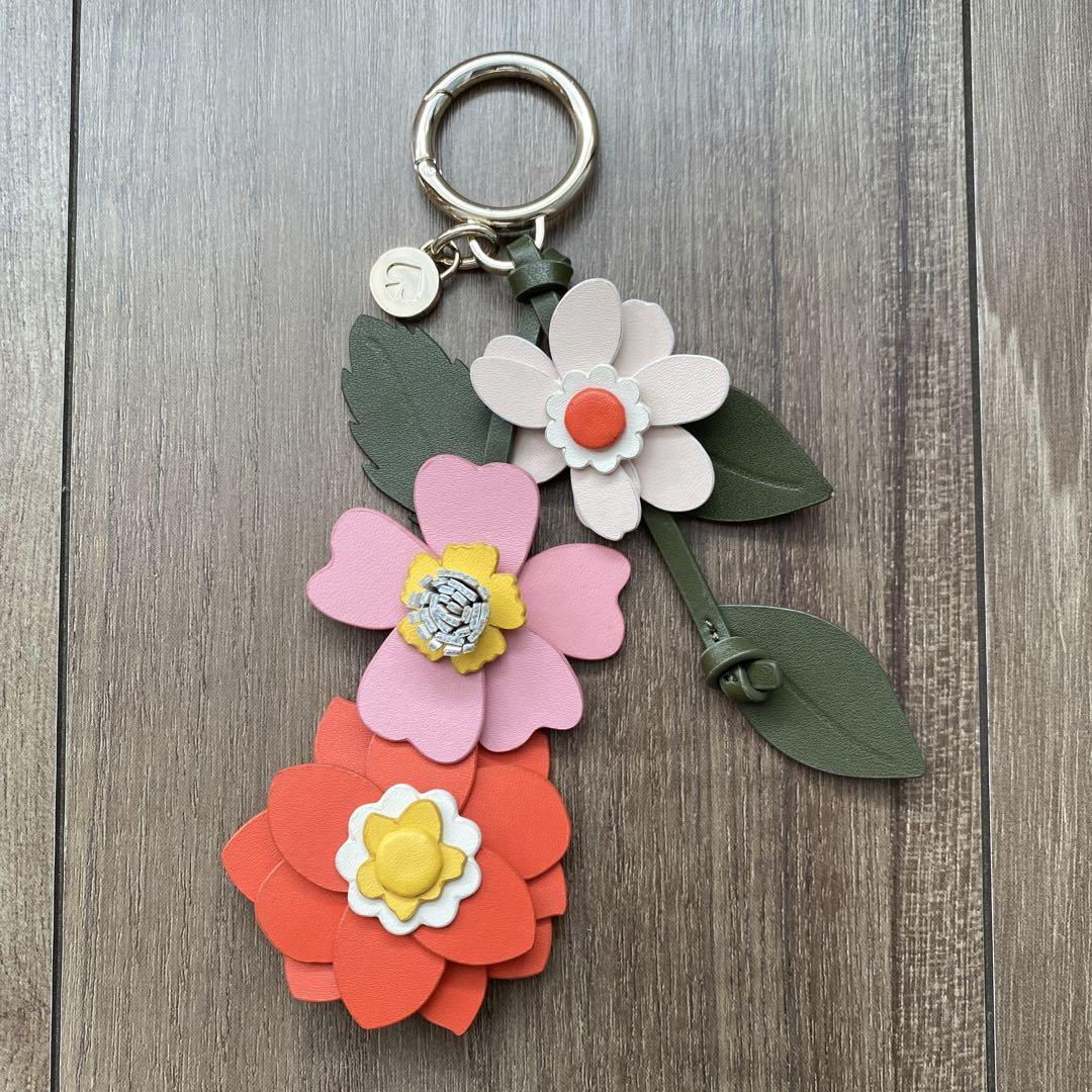 Kate Spade Petal Flower Key ring charm Bag Charm Key Fob Orange Pink Used Japan | eBay