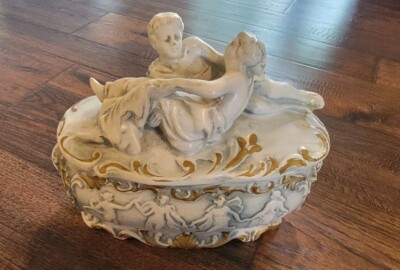 Vintage Royal Sealy Ceramic Trinket Box Greek Roman Gods Storage Lidded ...