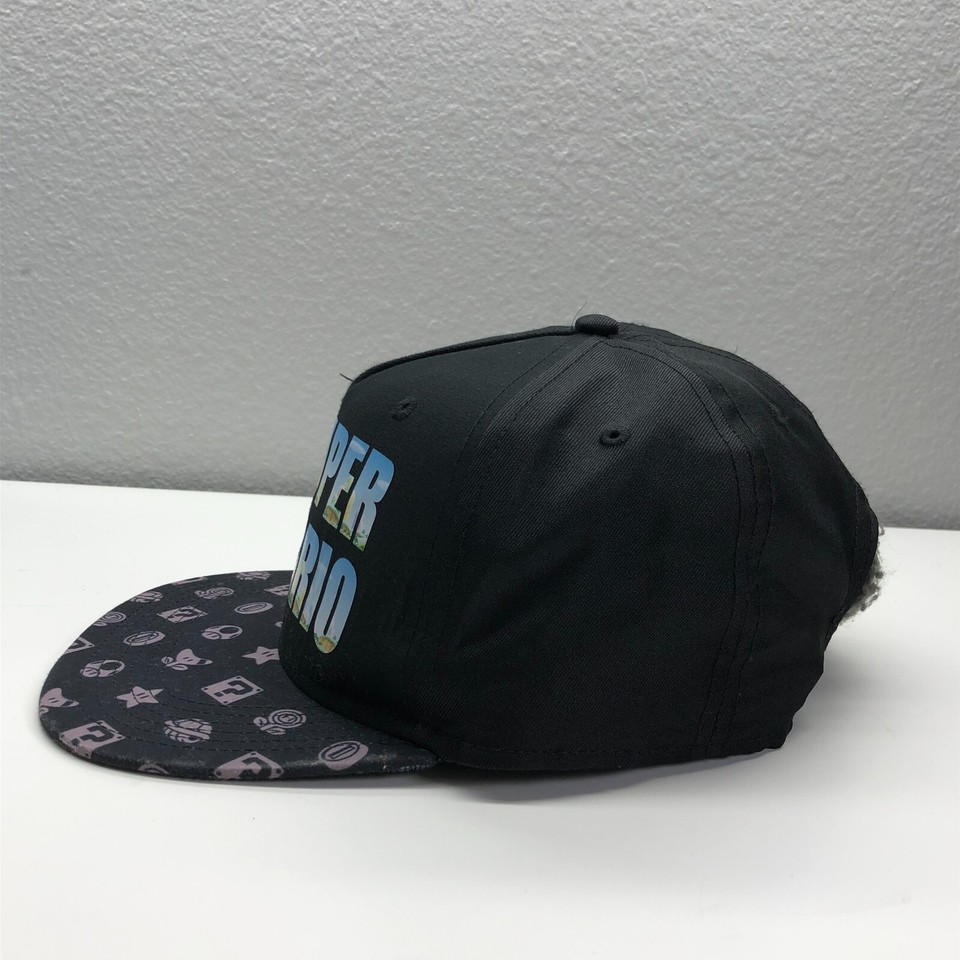 Super Mario Nintendo Baseball Cap Black Youth OSFM Snapback Flat Brim ...