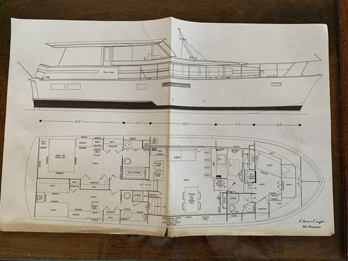 NOS Dealer 1960s Chris Craft 60’ Roamer Plan Schematic | eBay