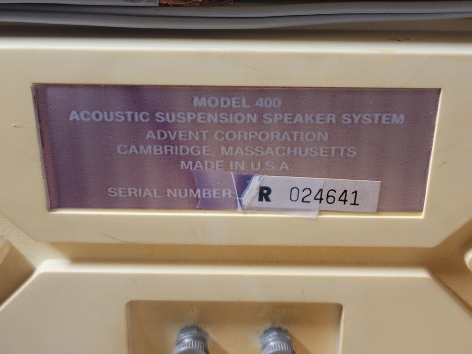 Vintage ADVENT Model 400 Acoustic Suspension Speaker System Set of 2 w ...