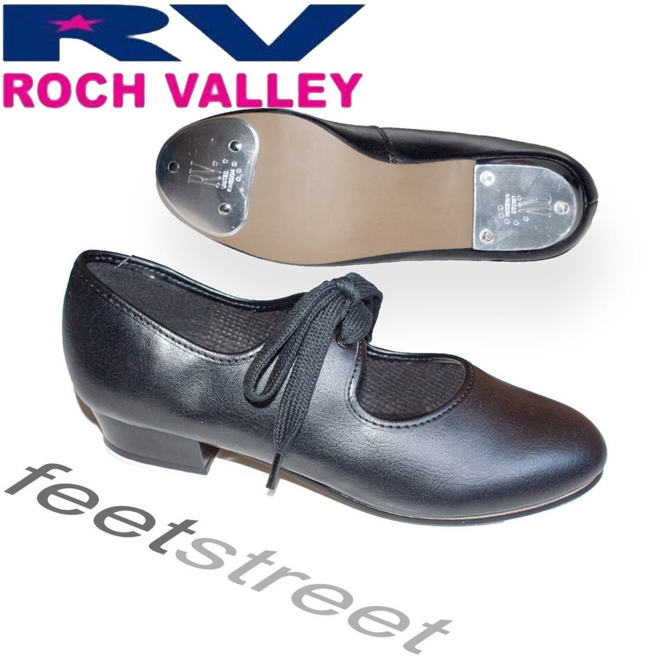 RochValley Black White Low Heel Tap Shoes with Heel and Toe Taps Ch6 ...