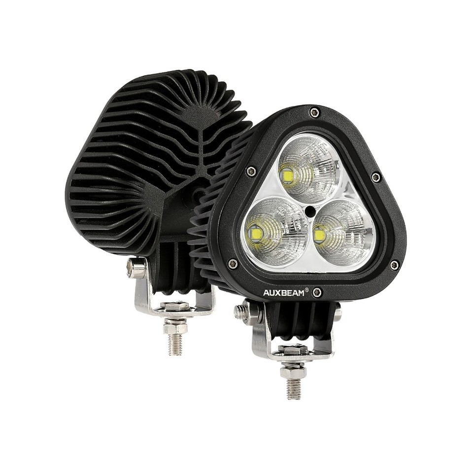 AUXBEAM 4" TRIANGLE LED PODS LIGHTS SPOT WHITE 6000K W/ WIRING HARNESS ...